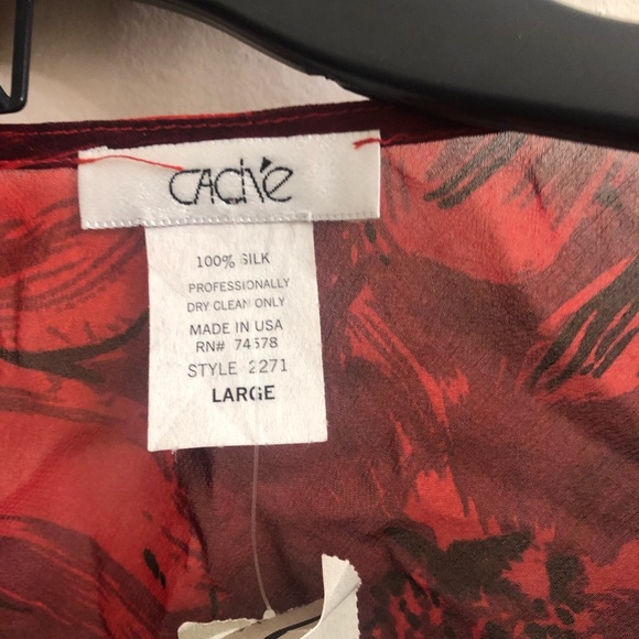 Cache | Tops | Beautiful Red Sheer Silk Blouse With Ruffed Sleeves And ...